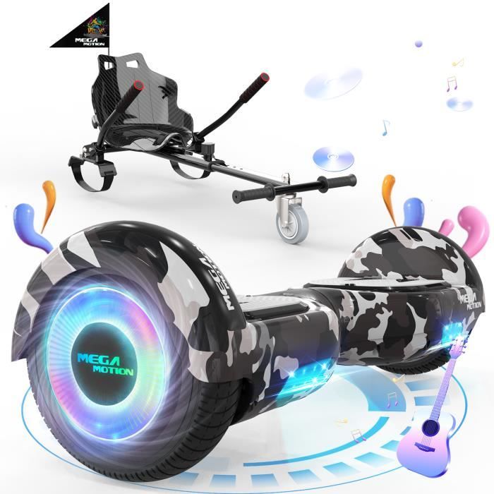 MEGA MOTION Camouflage Hoverboard+Black Go-Kart för barn, 6,5" LED-lampor 2-hjuls Hoverboard med ...